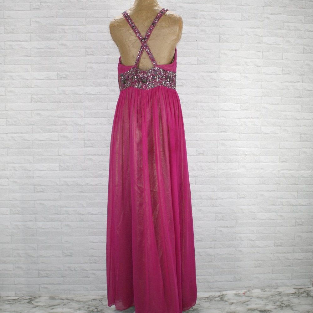 Adrianna Papell Gown Silk Prom Beaded Crystal Pleated… - Gem